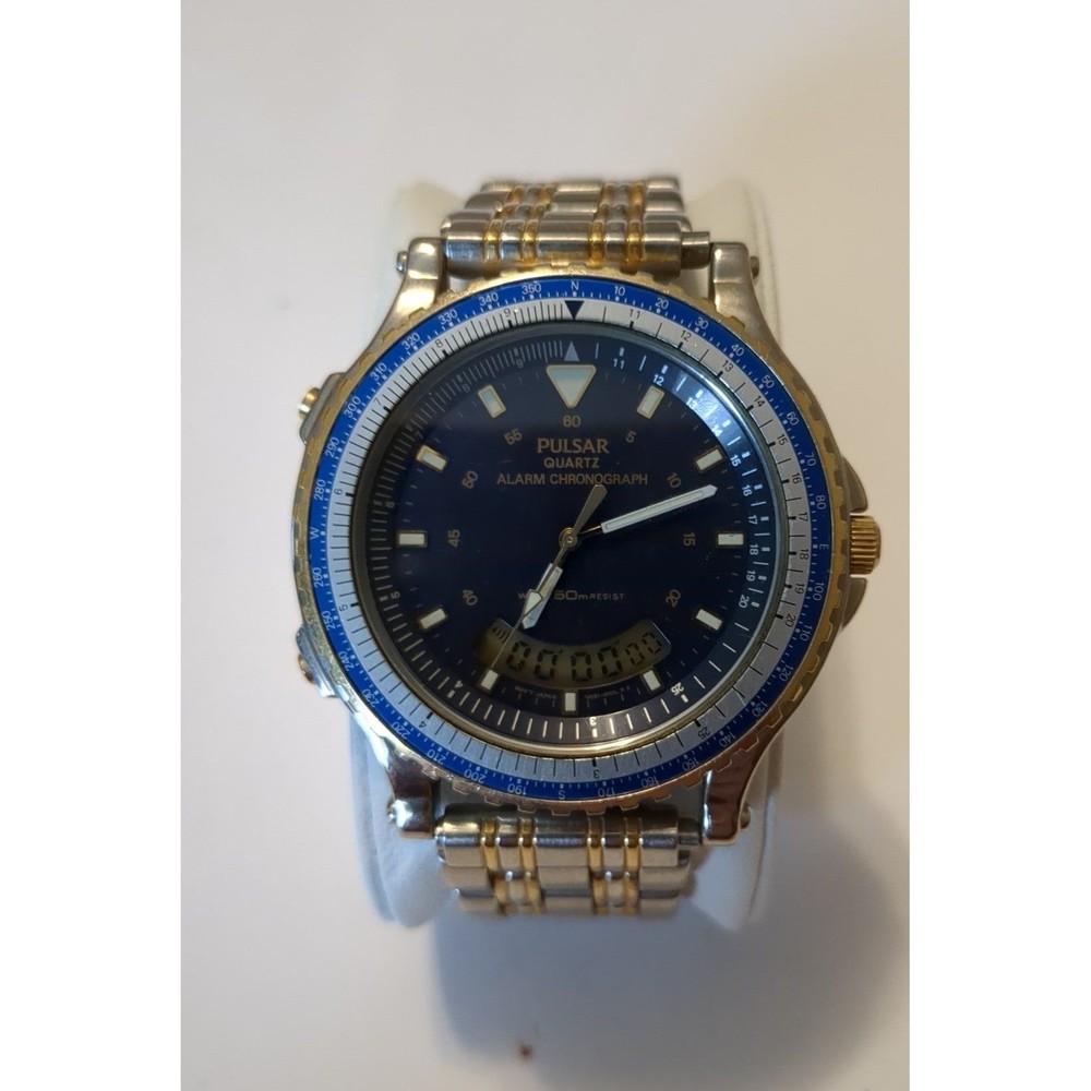Vintage Pulsar By Seiko Men's Chronograph Alarm Watch - Gem